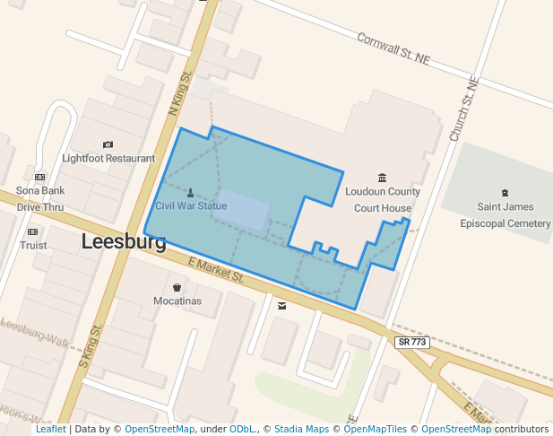 Courthouse Square in Leesburg | Map and Routes