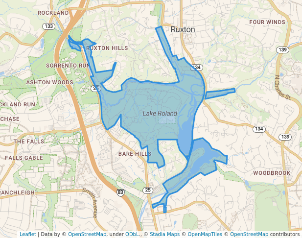 Lake Roland in Baltimore | Map and Routes