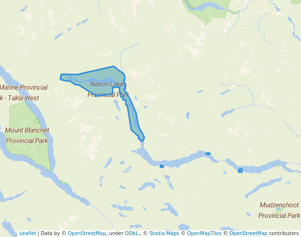 Nation Lakes Provincial Park in Manson Creek | Map and Routes