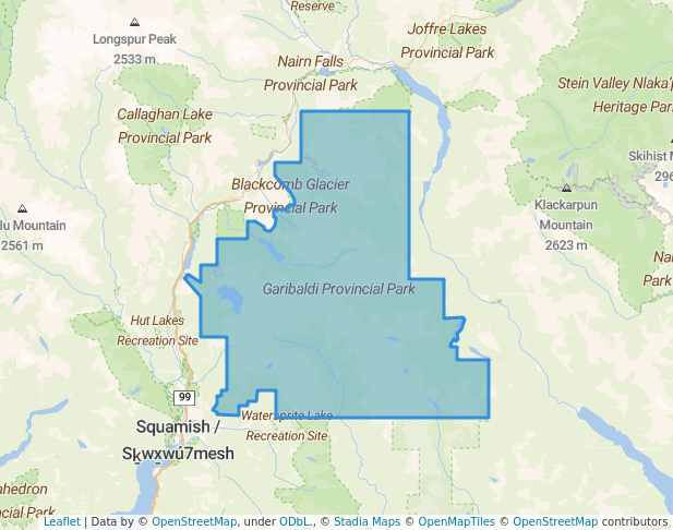 Garibaldi Provincial Park in undefined | Map and Routes