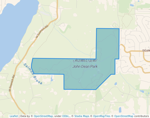 ȽÁU,WELṈEW̱/John Dean Provincial Park in North Saanich | Map and Routes