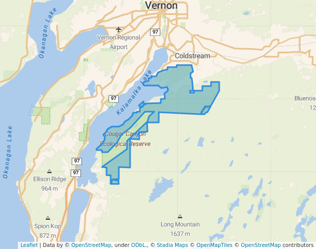 Kalamalka Lake Provincial Park in Lumby | Map and Routes