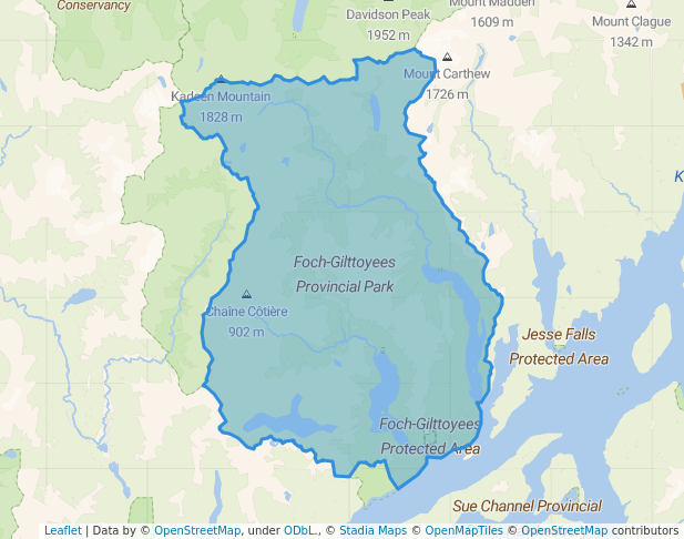 Foch-Gilttoyees Provincial Park in Haisla | Map and Routes