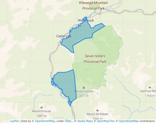 Seven Sisters Protected Area in Cedarvale | Map and Routes