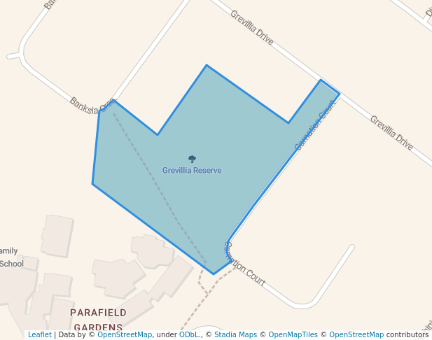 Grevillia Reserve in Parafield Gardens | Map and Routes