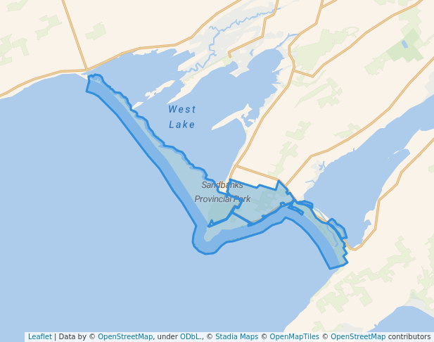 Sandbanks Provincial Park in Prince Edward | Map and Routes