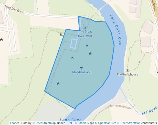 Magdala Park in North Ryde | Map and Routes