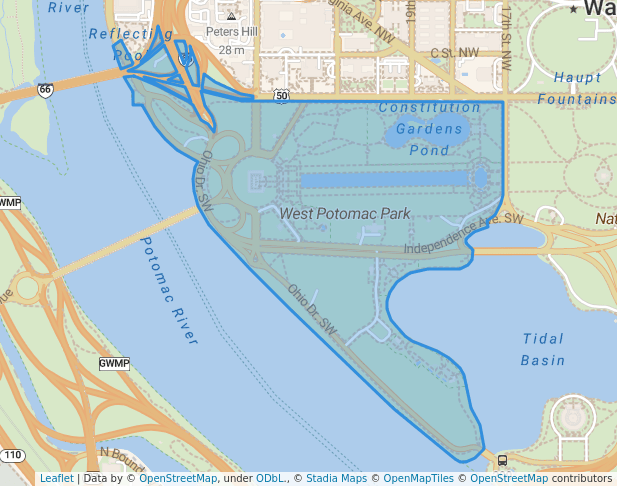 West Potomac Park in Washington | Map and Routes