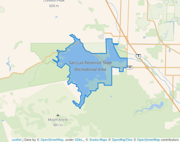 San Luis Reservoir State Recreational Area in Santa Nella | Map and Routes