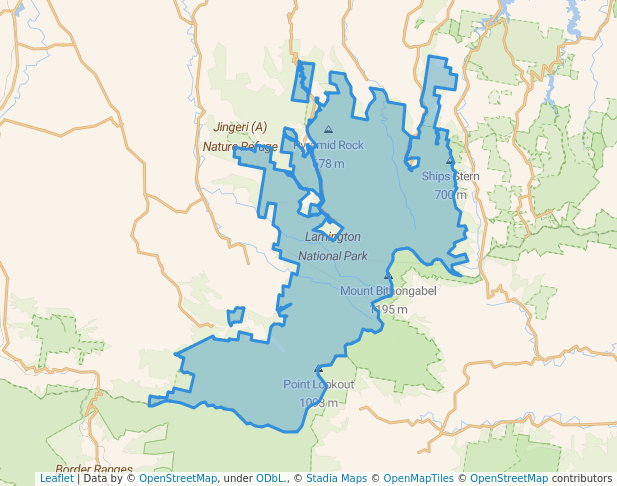 Lamington National Park in O'Reilly | Map and Routes