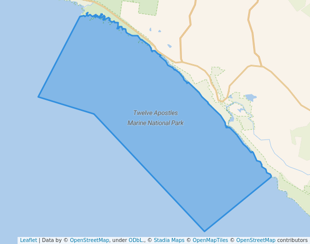 Twelve Apostles Marine National Park in Princetown | Map and Routes