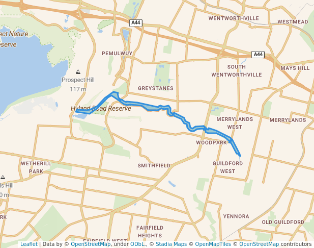 Lower Prospect Canal Reserve in Greystanes | Map and Routes