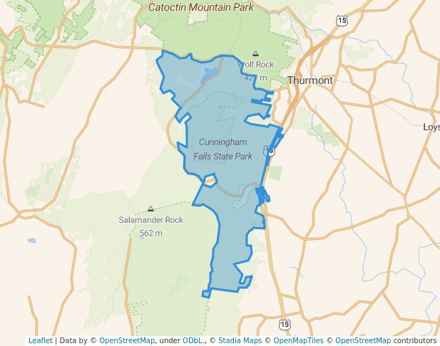 Cunningham Falls State Park in Thurmont | Map and Routes