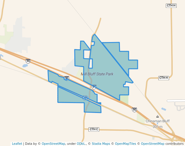 Mill Bluff State Park in Camp Douglas | Map and Routes