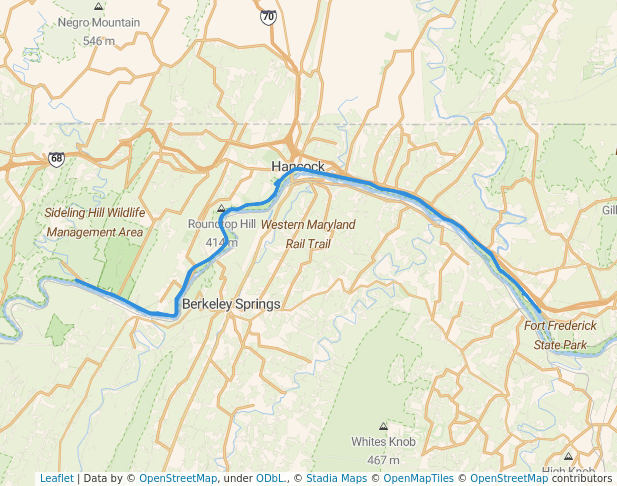 Western Maryland Rail Trail in Berkeley Springs | Map and Routes