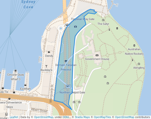 Domain Tarpeian Precinct in Sydney | Map and Routes