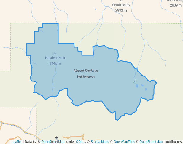 Mount Sneffels Wilderness in Mountain Village | Map and Routes