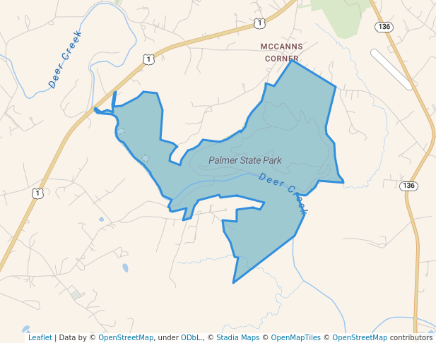 Palmer State Park in Street | Map and Routes