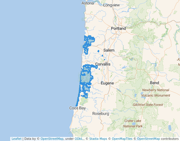 Siuslaw National Forest in Tidewater | Map and Routes