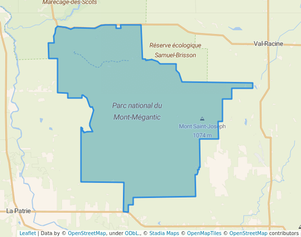 Parc national du Mont-Mégantic in La Patrie | Map and Routes