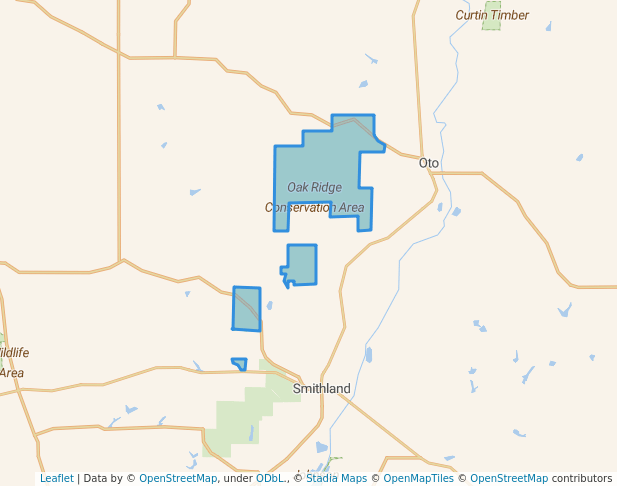 Oak Ridge Conservation Area in Oto | Map and Routes