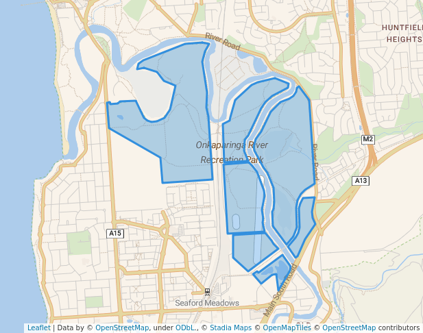 Onkaparinga River Recreation Park in Seaford Meadows | Map and Routes