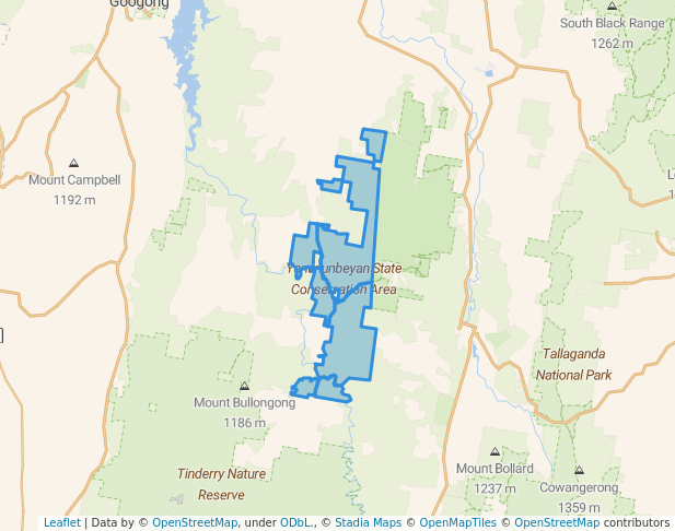 Yanununbeyan State Conservation Area in Captains Flat | Map and Routes