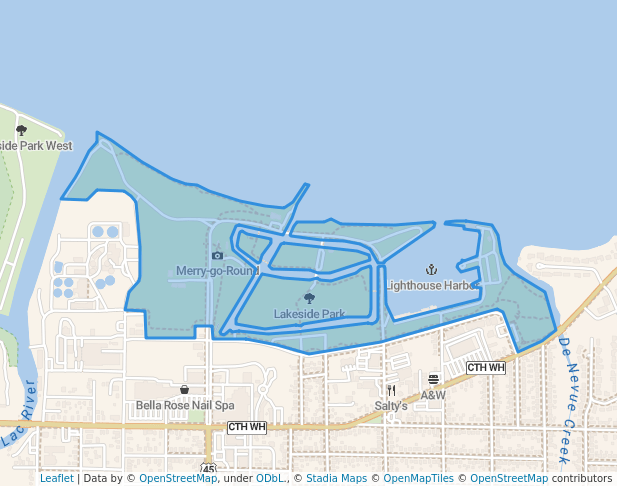 Lakeside Park in Fond du Lac | Map and Routes