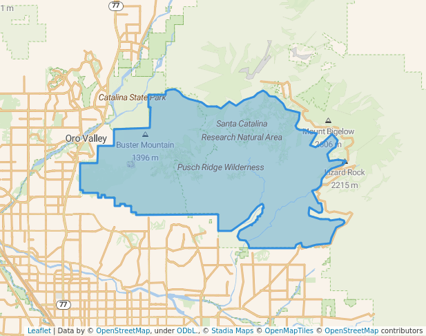 Pusch Ridge Wilderness in Mount Lemmon | Map and Routes
