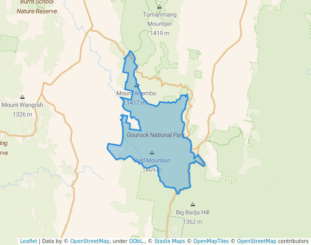 Gourock National Park in Jerangle | Map and Routes