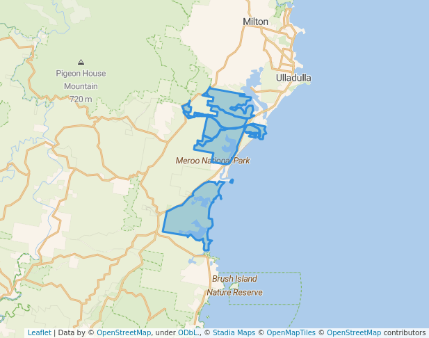 Meroo National Park in Woodburn | Map and Routes