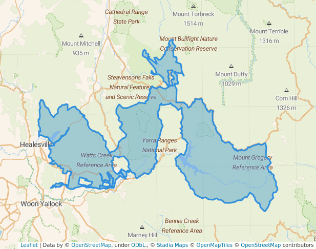 Yarra Ranges National Park in Reefton | Map and Routes