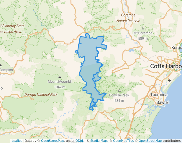 Bindarri National Park in Upper Orara | Map and Routes