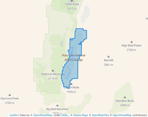 Ruby Lake National Wildlife Refuge in Ruby Valley | Map and Routes