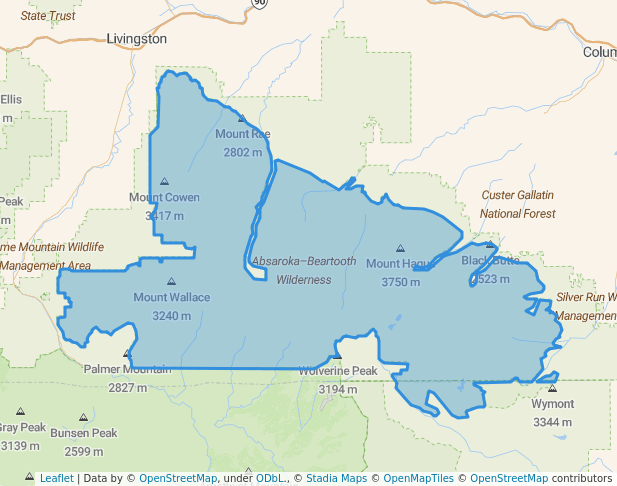 Absaroka–Beartooth Wilderness in Mc Leod | Map and Routes