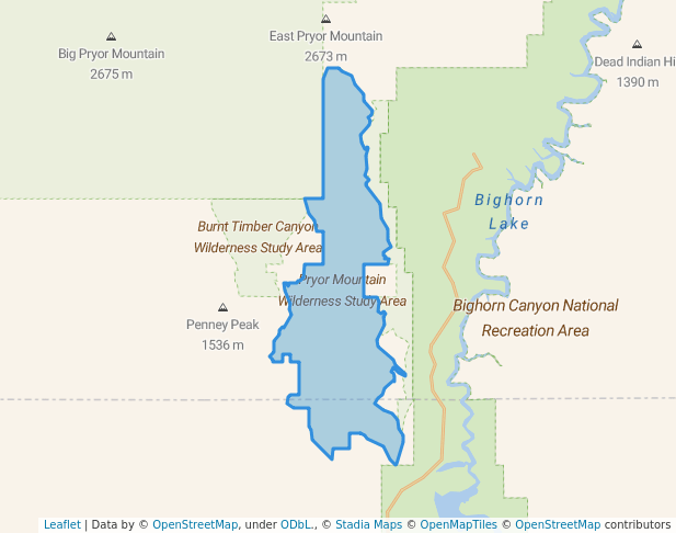 Pryor Mountain Wilderness Study Area in Bridger | Map and Routes