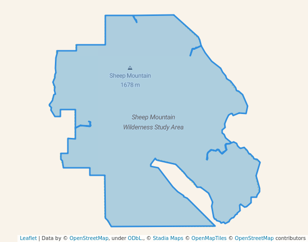 Sheep Mountain Wilderness Study Area in Hewitt Place | Map and Routes