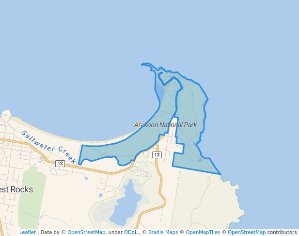 Arakoon National Park in Arakoon | Map and Routes