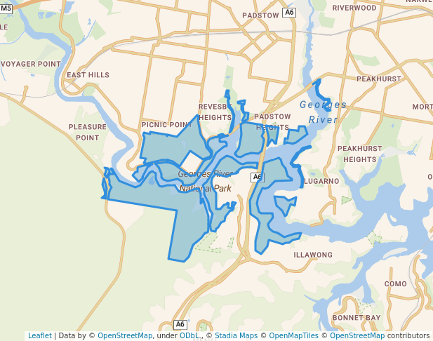 Georges River National Park in Picnic Point | Map and Routes