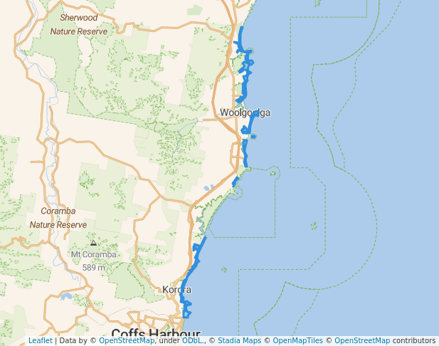 Coffs Coast Regional Park in Sandy Beach | Map and Routes