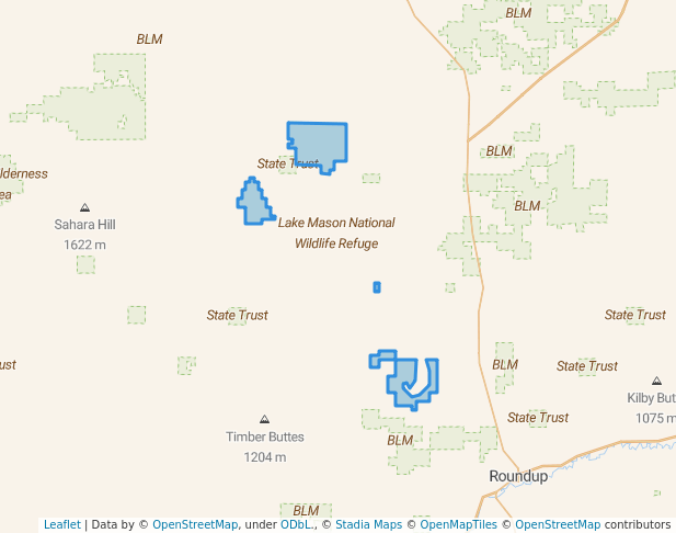 Lake Mason National Wildlife Refuge in Roundup | Map and Routes
