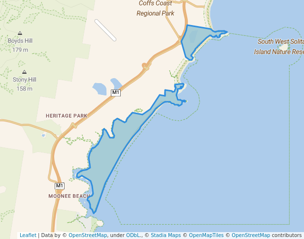 Moonee Beach Nature Reserve in Moonee Beach | Map and Routes