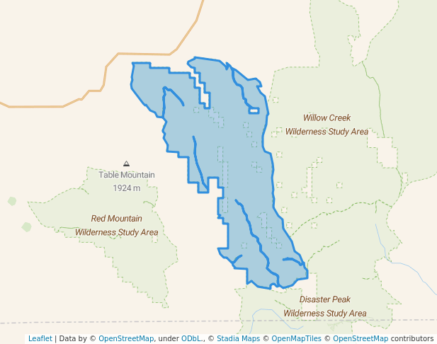 Mahogany Ridge Wilderness Study Area in Fields | Map and Routes