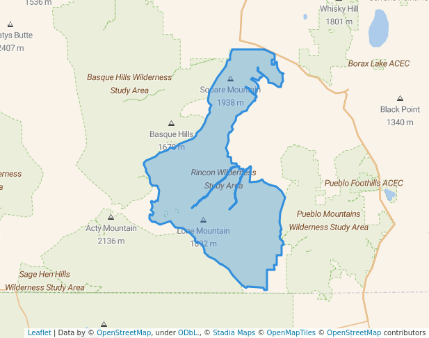 Rincon Wilderness Study Area in Fields | Map and Routes