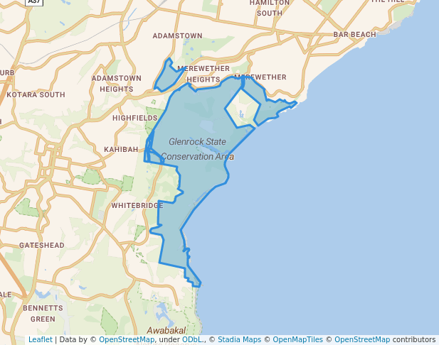 Glenrock State Conservation Area in Whitebridge | Map and Routes