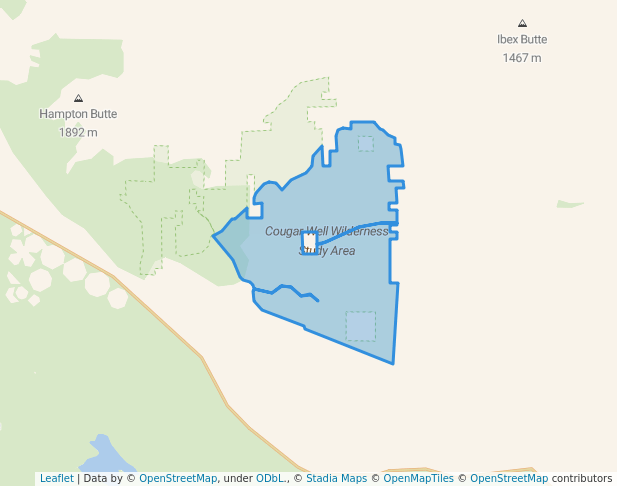 Cougar Well Wilderness Study Area in Hampton | Map and Routes