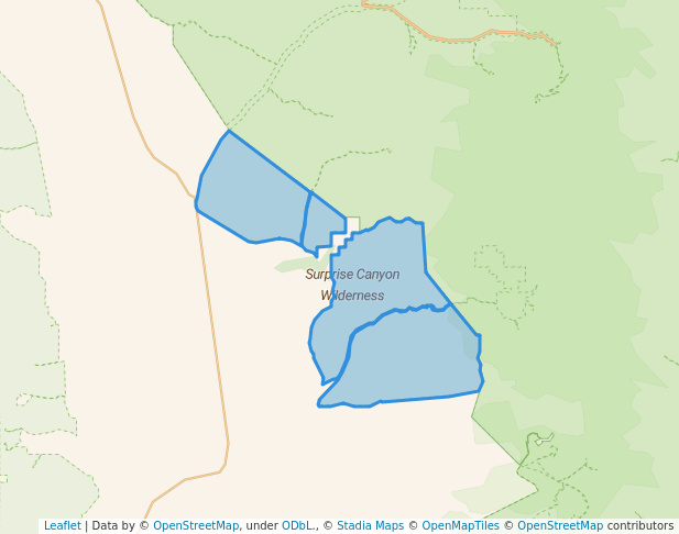 Surprise Canyon Wilderness in Ballarat | Map and Routes