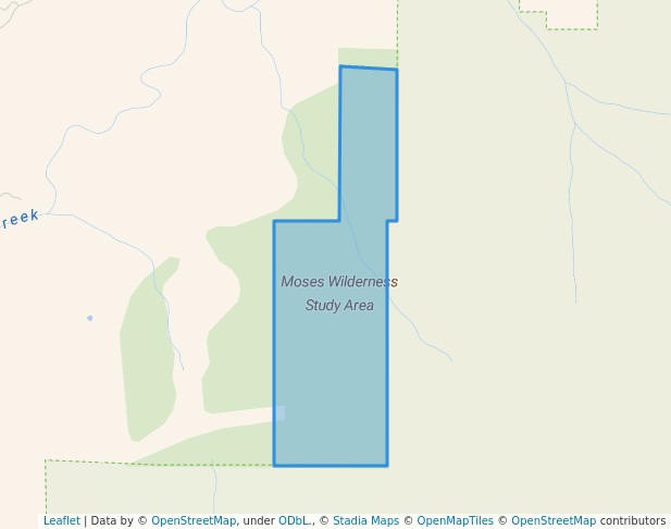 Moses Wilderness Study Area in Springville | Map and Routes
