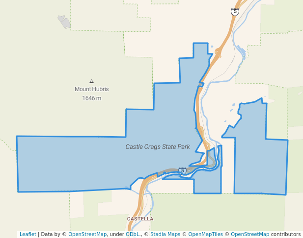 Castle Crags State Park in Castella | Map and Routes