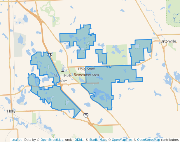 Holly State Recreation Area in Holly | Map and Routes